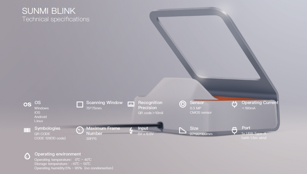 Sunmi Blink Scanner QR 1D Barcode Reader - Best Auto-ID Solution Provider