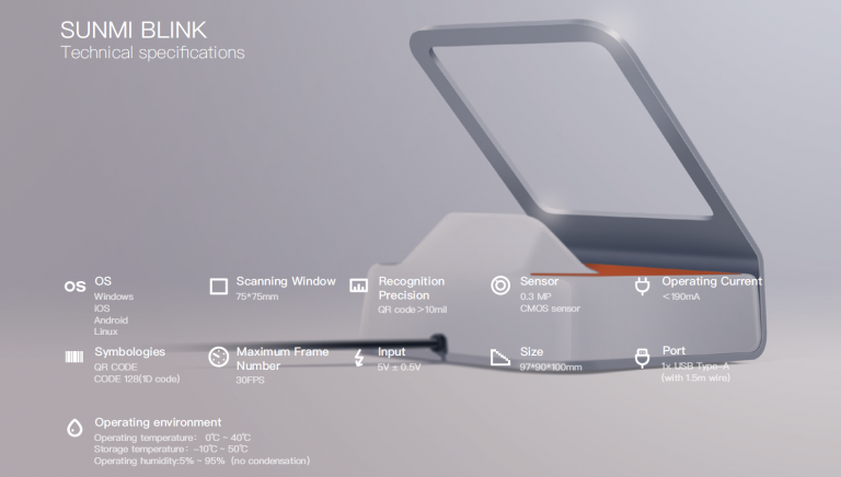 Sunmi Blink Scanner QR 1D Barcode Reader - Best Auto-ID Solution Provider